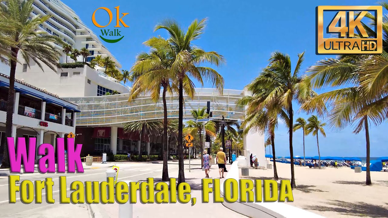 [4K ] Beach WALK Fort Lauderdale, Florida, USA - Travel Vlog Summer ...