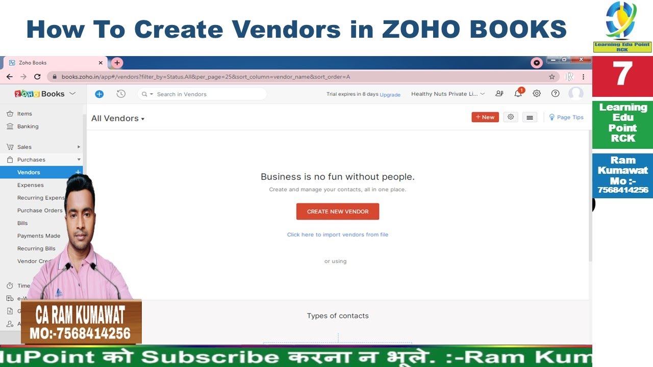 7 How To Create Vendors in ZOHO BOOKS ZOHO learn tutorial - YouTube