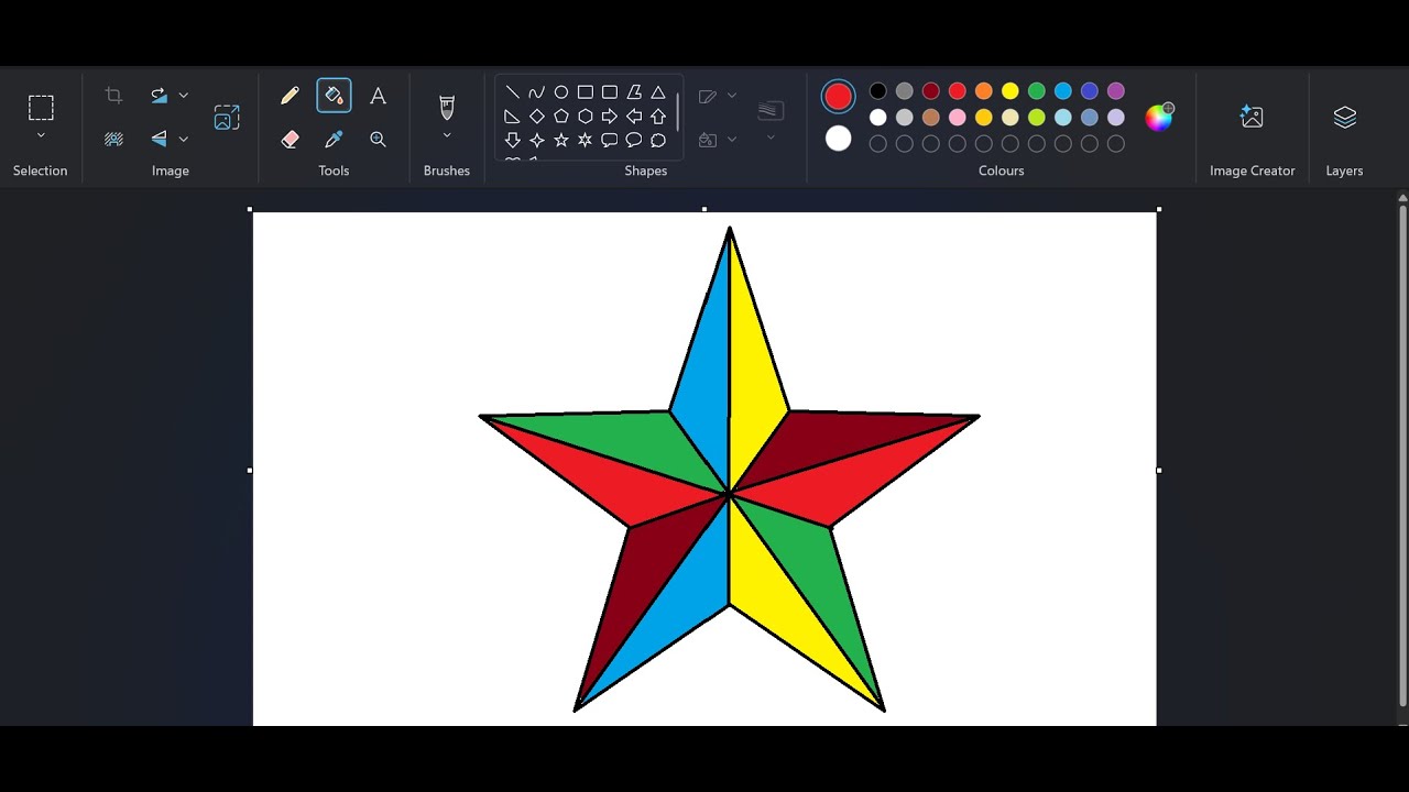 How to draw star in ms paint || how to draw star in msw || how to draw ...