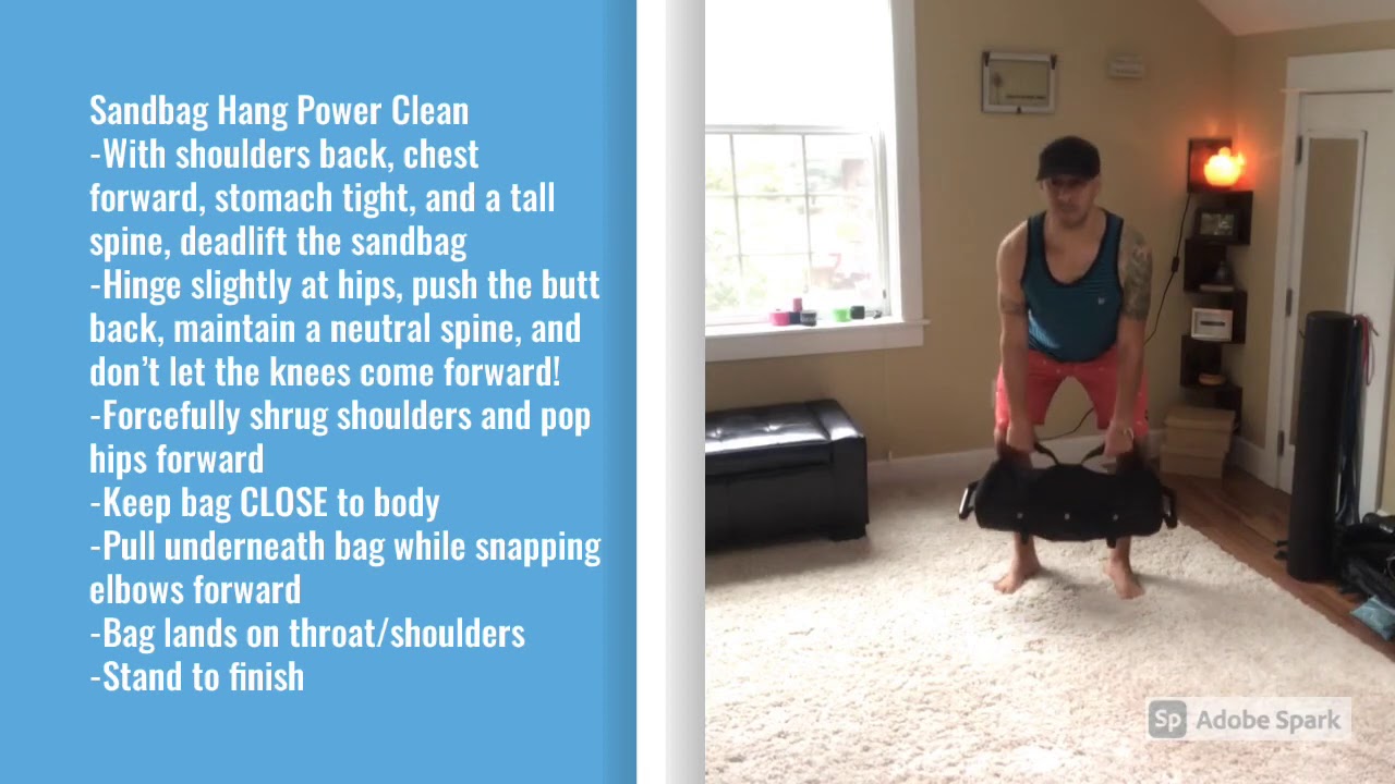 Sandbag Hang Power Cleans - YouTube