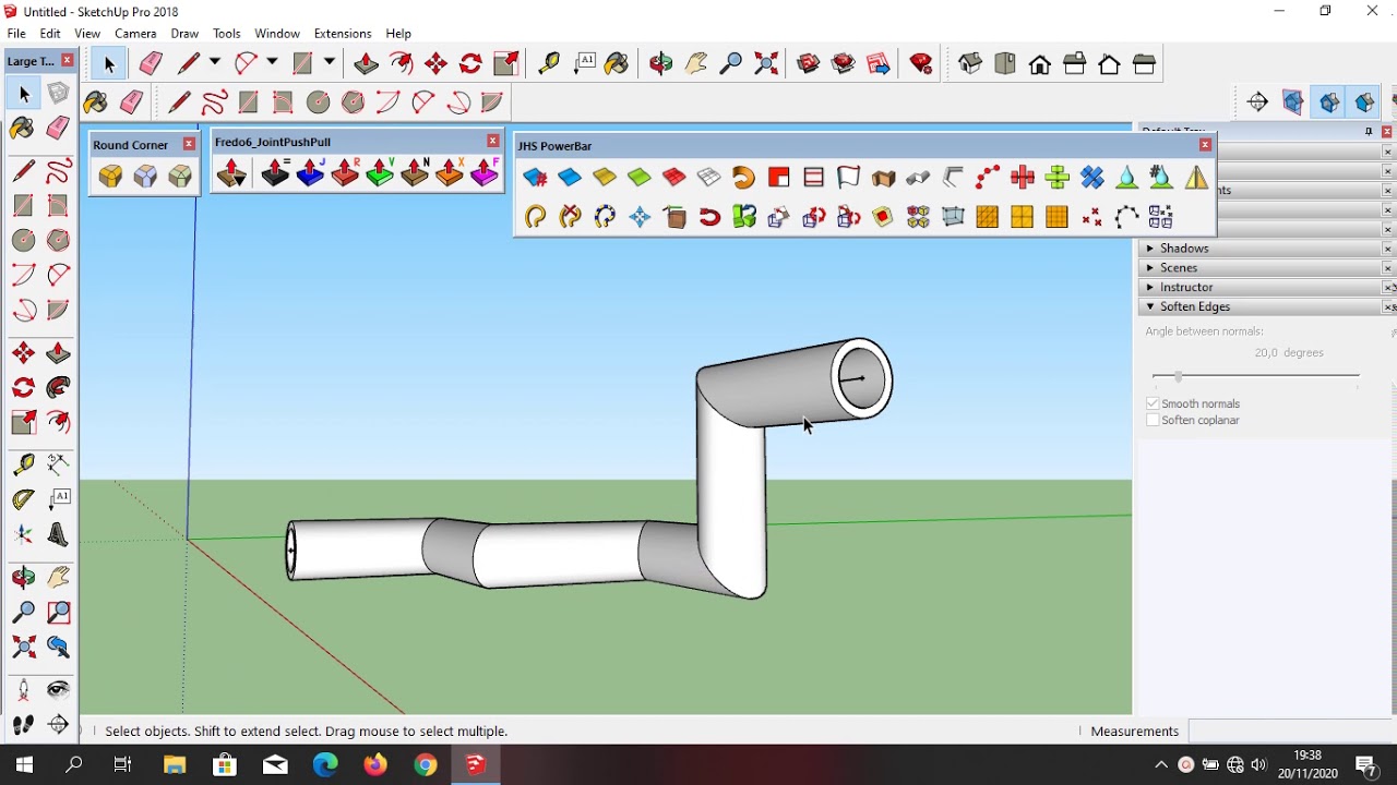 Tutorial penggunaan Plugin JHS PowerBar (Pipe along path) pada Skecthub ...