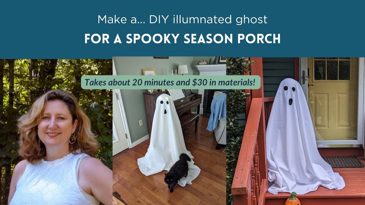 DIY Halloween Lit Ghosts for Porch Decorations - YouTube