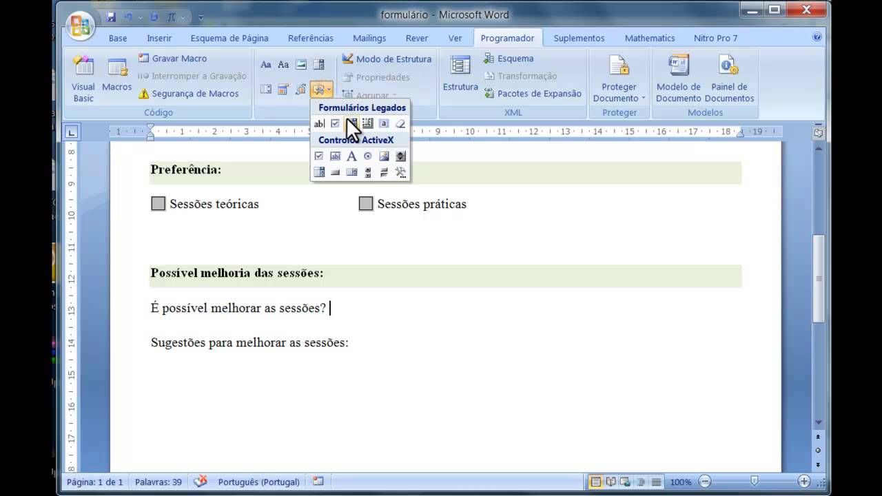 Como criar um formulário no Word 2007 - YouTube