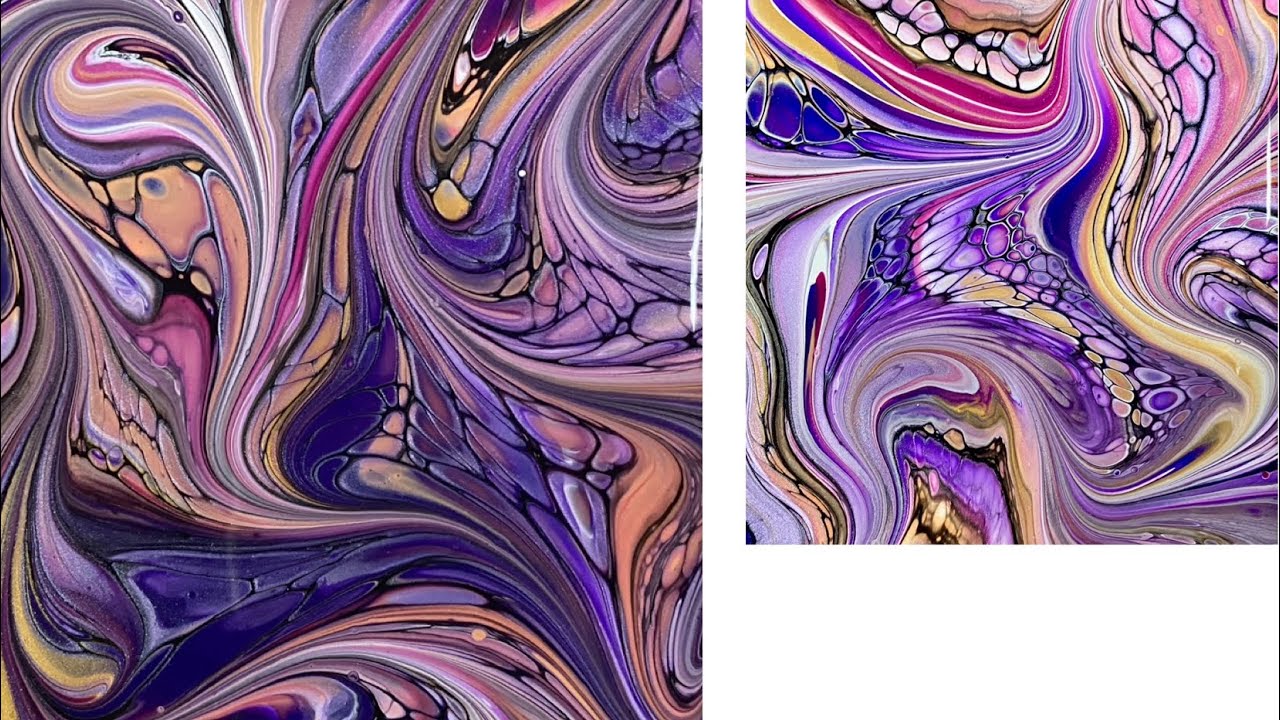 (1481) Drizzle and Swipe and Marble Roll, Acrylic Paint Pouring, Fluid ...