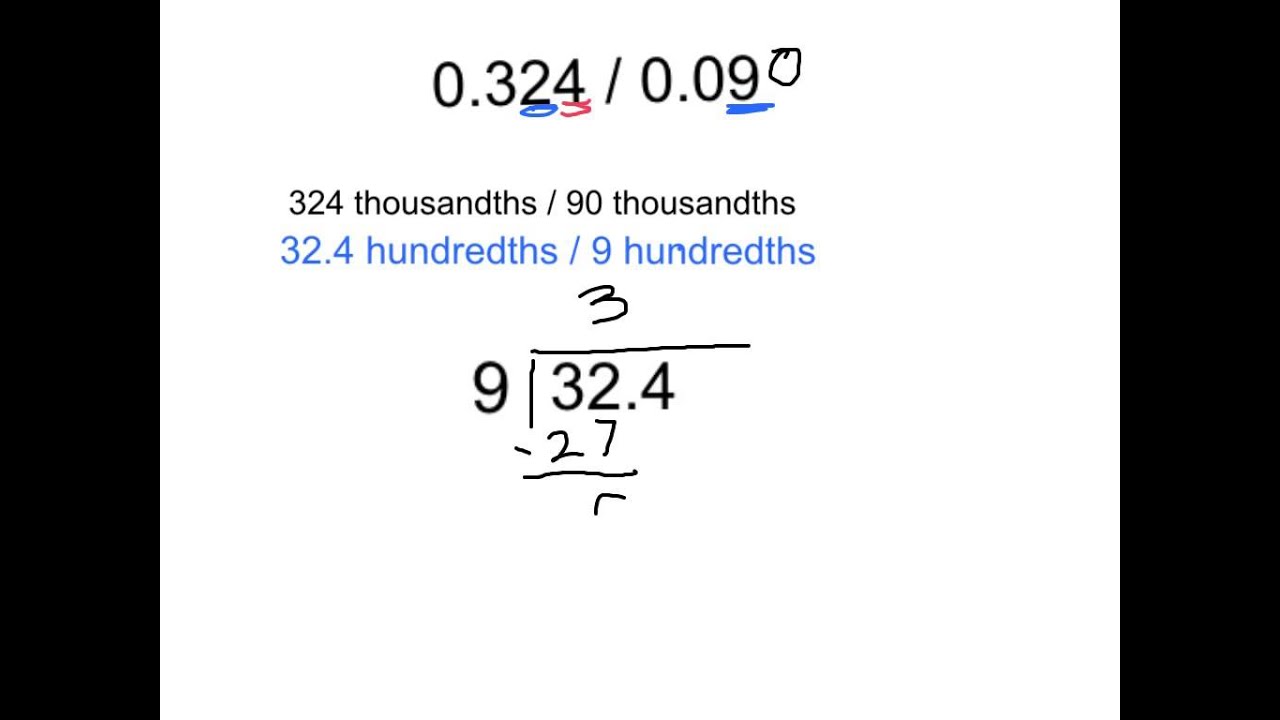 Dividing decimals less than one - YouTube