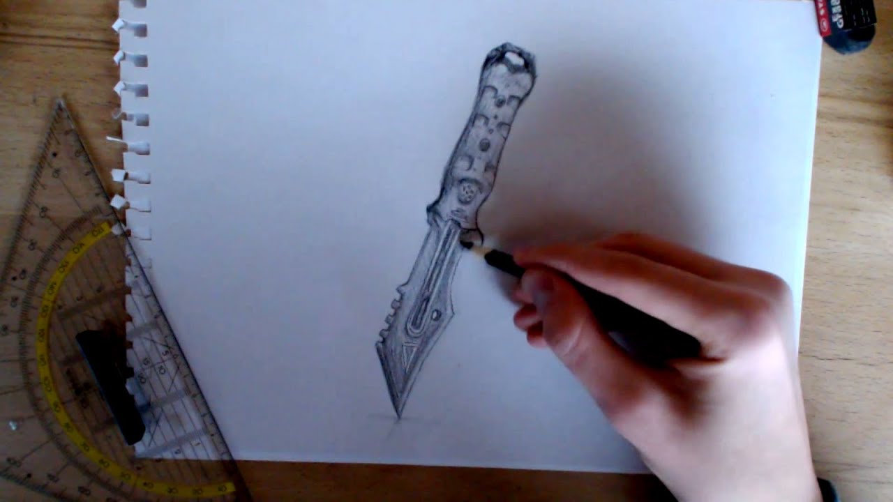 Drawing a Combat Knife (BO3) #SoaRCRC - YouTube