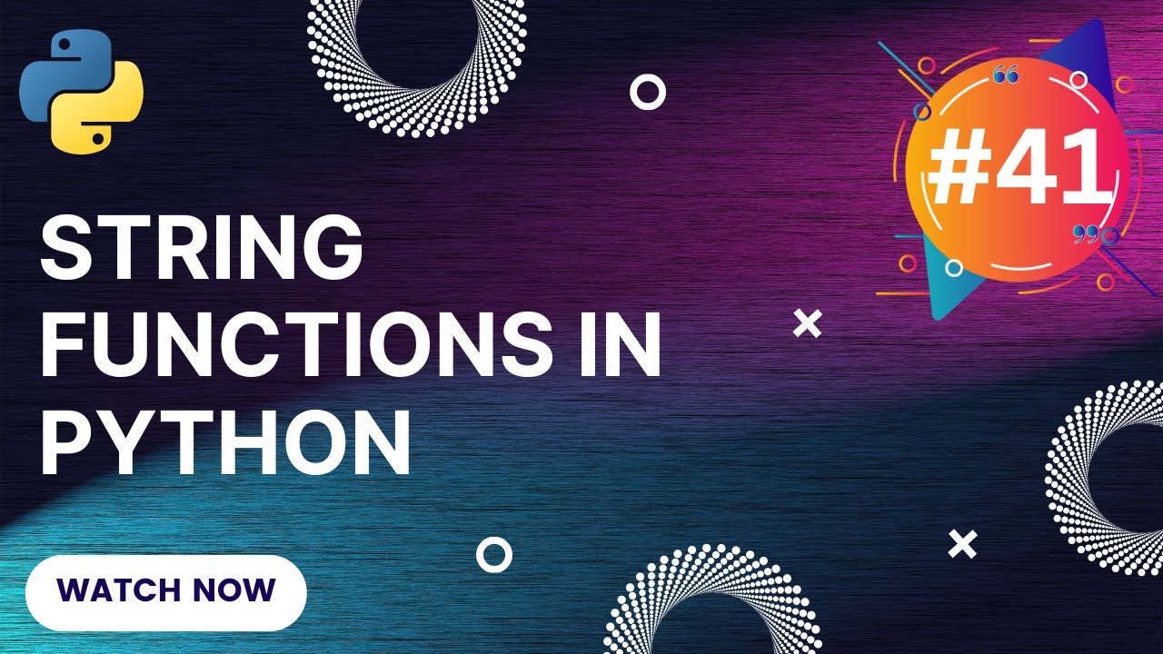 String Functions in Python | Python for Beginners - YouTube
