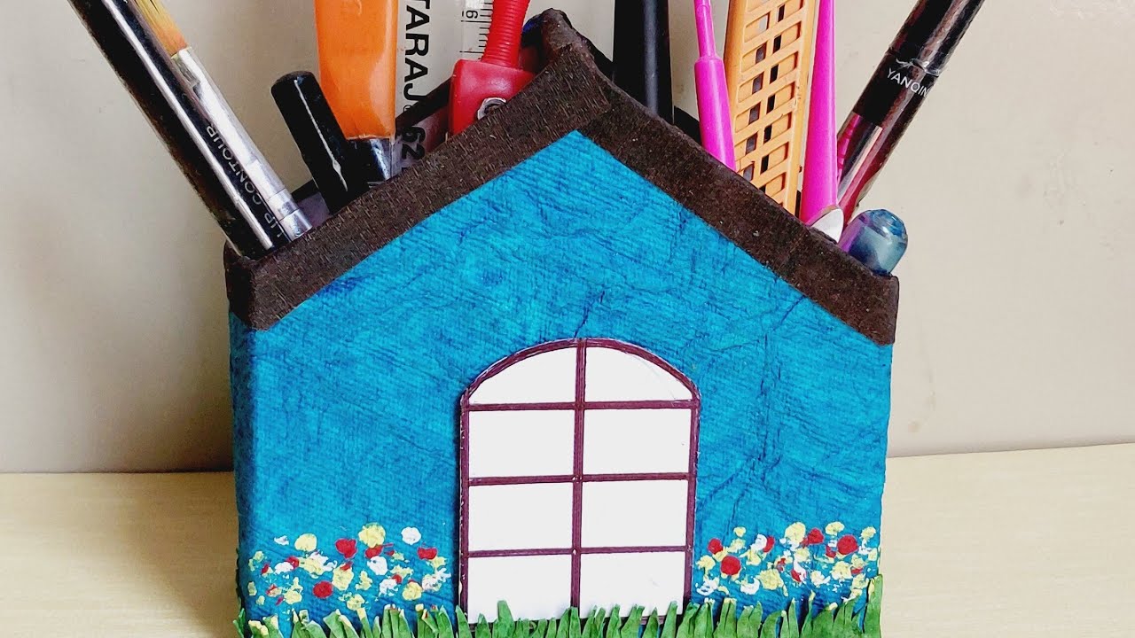 PEN STAND 🏡 | Hut Shape Table Top Pen Stand | Hut Style Pen Stand ...