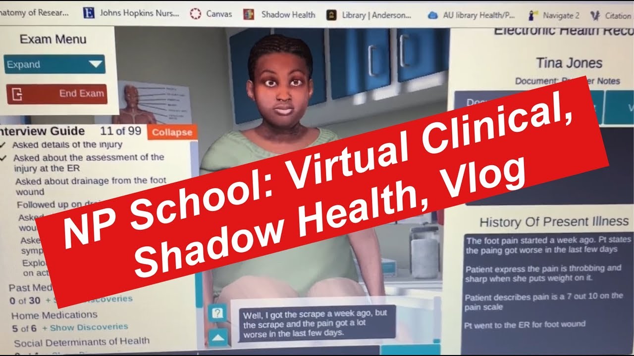 Nurse Practitioner Student vlog: Virtual Clinical, Shadow Health - YouTube