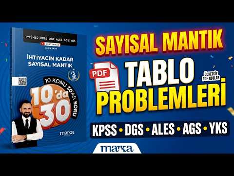 Sayısal Mantık Tablo Grafik Problemleri Konu Anlatımı ( Soru Üzerinden ) PDF  5.GÜN