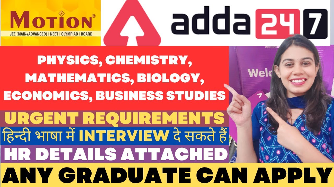 Motion Hirings 2023 | Adda 247 Hirings 2023 | Multiple Subject Options ...