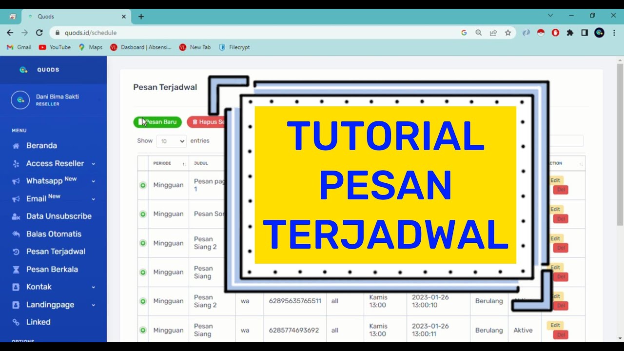 11# QUODS - TUTORIAL PESAN TERJADWAL - YouTube