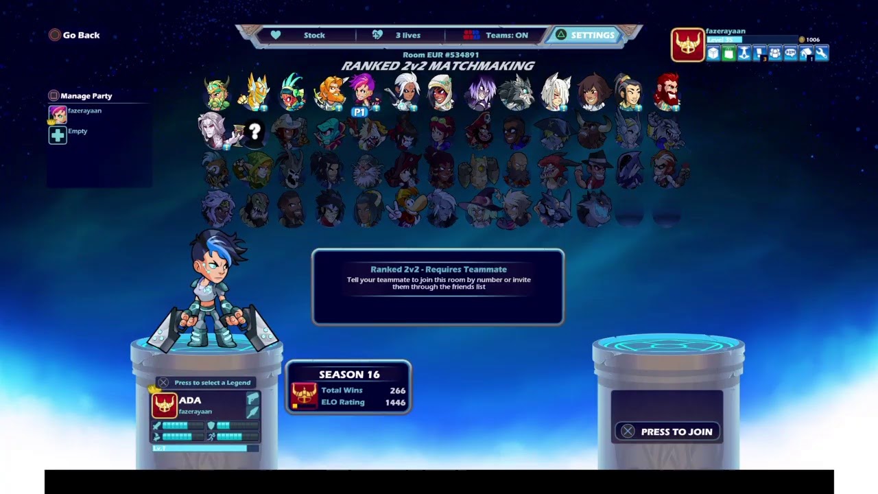 Playing Ranked 2v2 Brawlhalla - YouTube