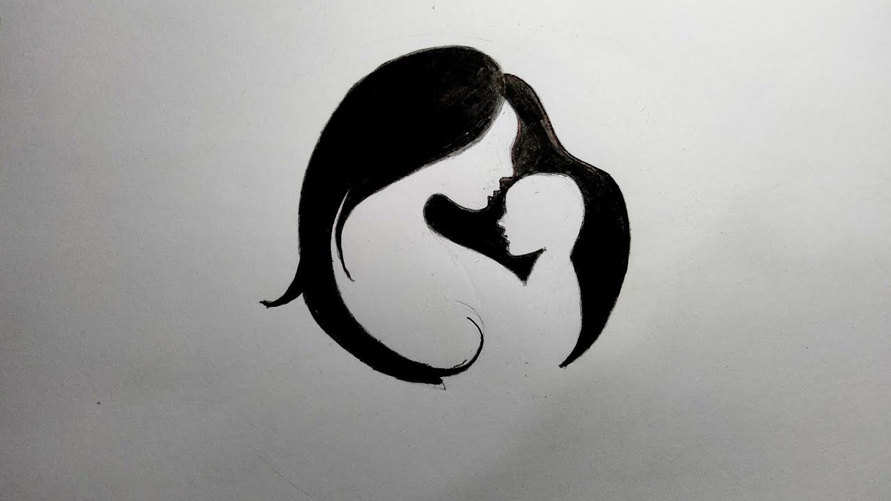 mother's love easy drawing sketch by pencil - YouTube