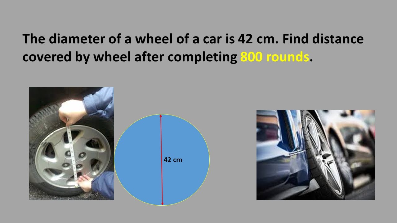 Diameter of a wheel | The diameter of a wheel of a car is 42 cm Find ...