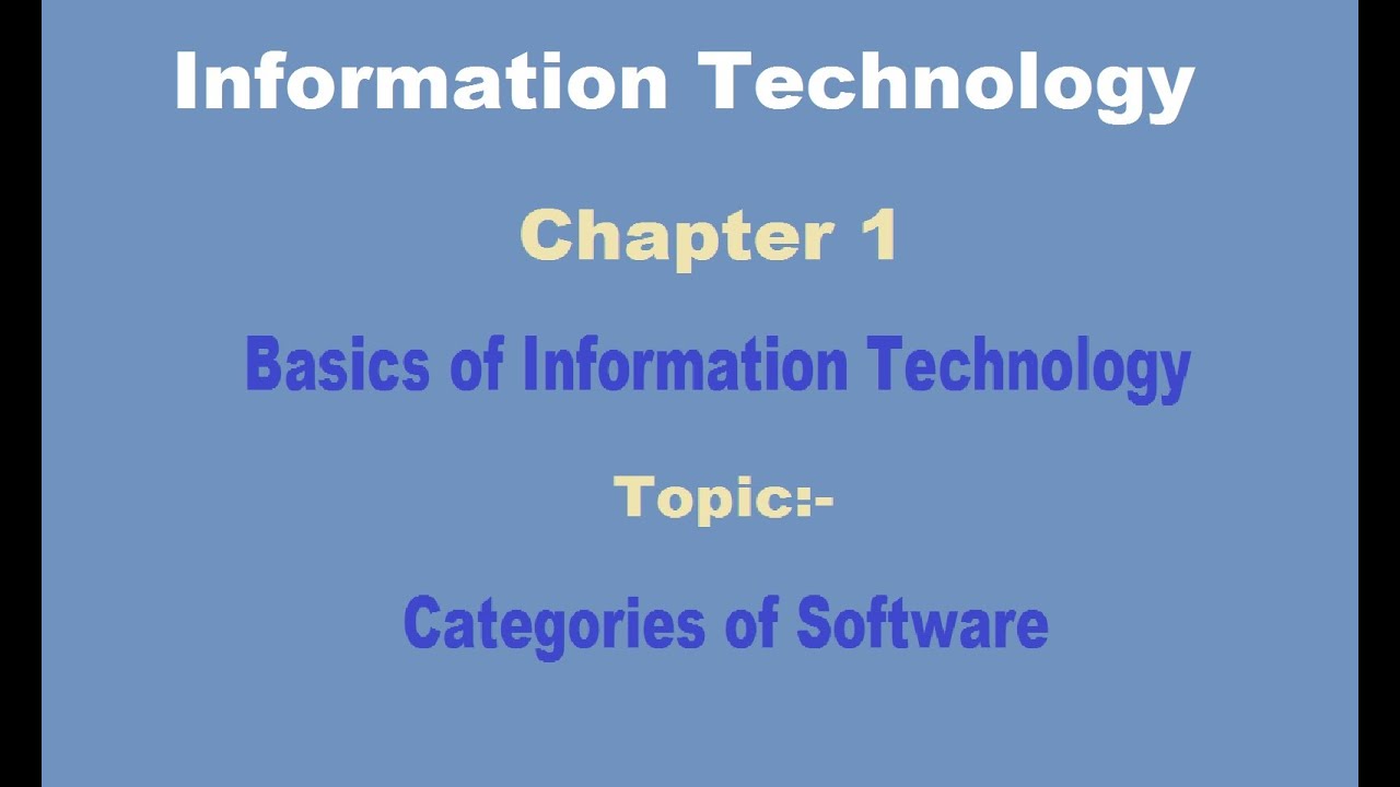 Basics of Information Technology || Categories of software - YouTube