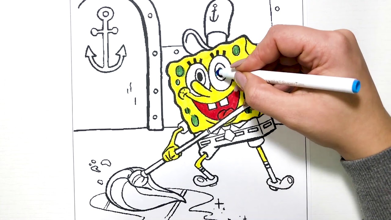 Spongebob At The Krusty Krab Coloring Pages
