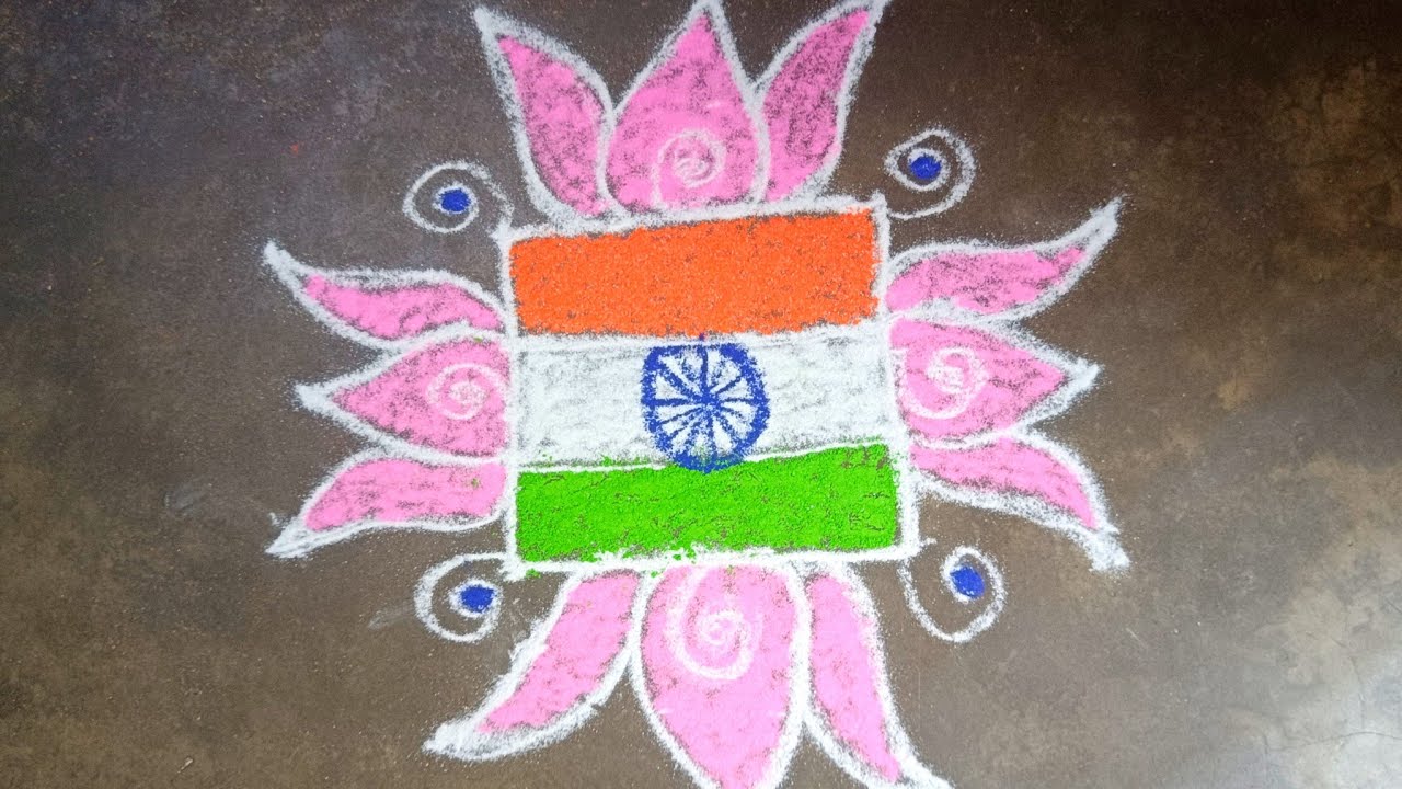 Republic Day Easy Rangoli Design | Easy Flag Kolam Design | Tricolor ...