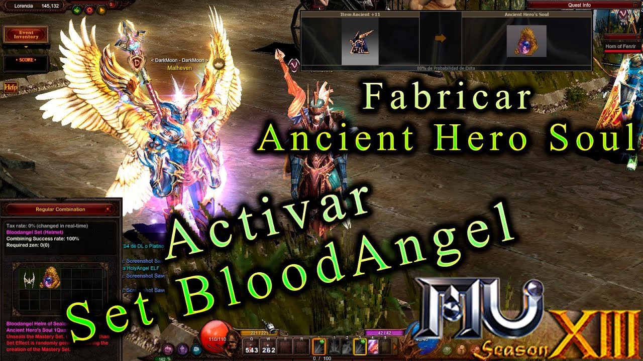Crear Ancient Hero Soul y uso en Bloodangel - Muonline Season 13.2 ...