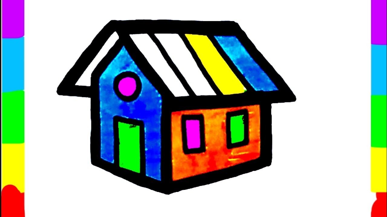 House drawing for kids and toddlers| Drawing house from Dot and shapes ...