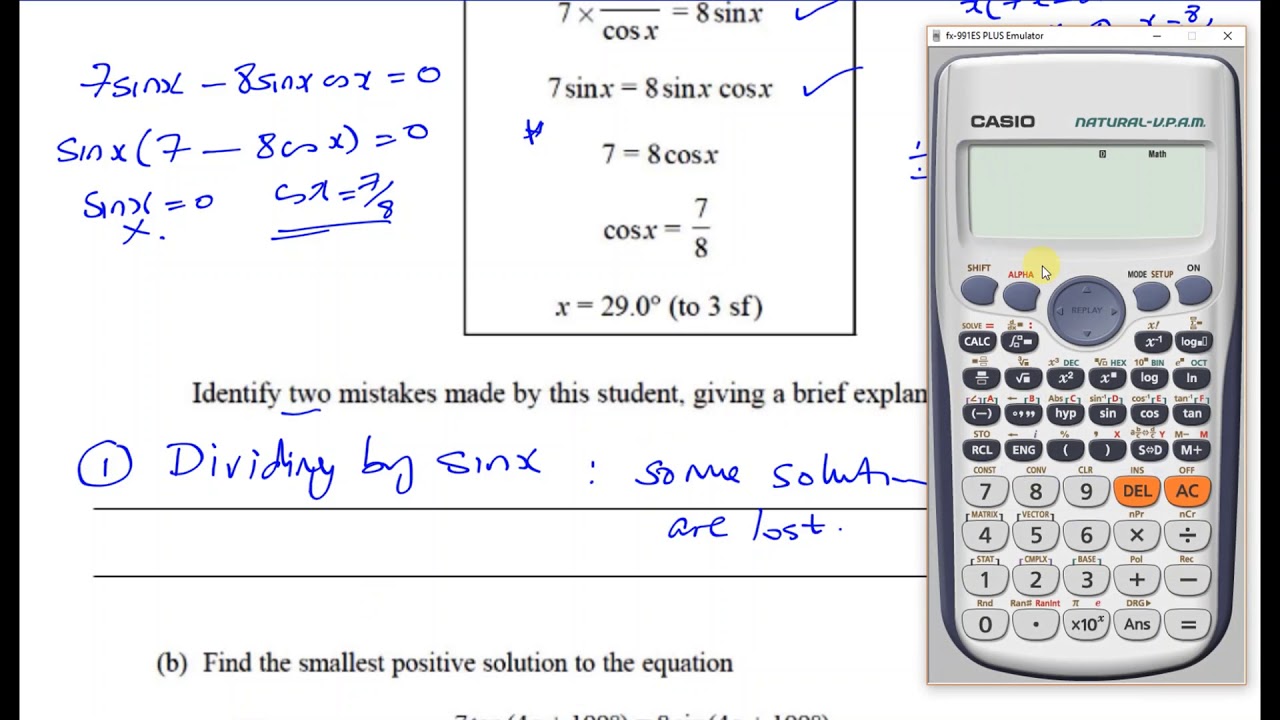 P2 new Practice Paper A IAL Q4 Trig Equations & Identities - YouTube
