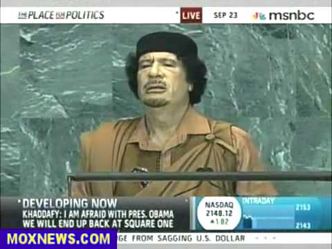 Muammar Abu Minyar al Gaddafi speech at United Nations General Assembly ...