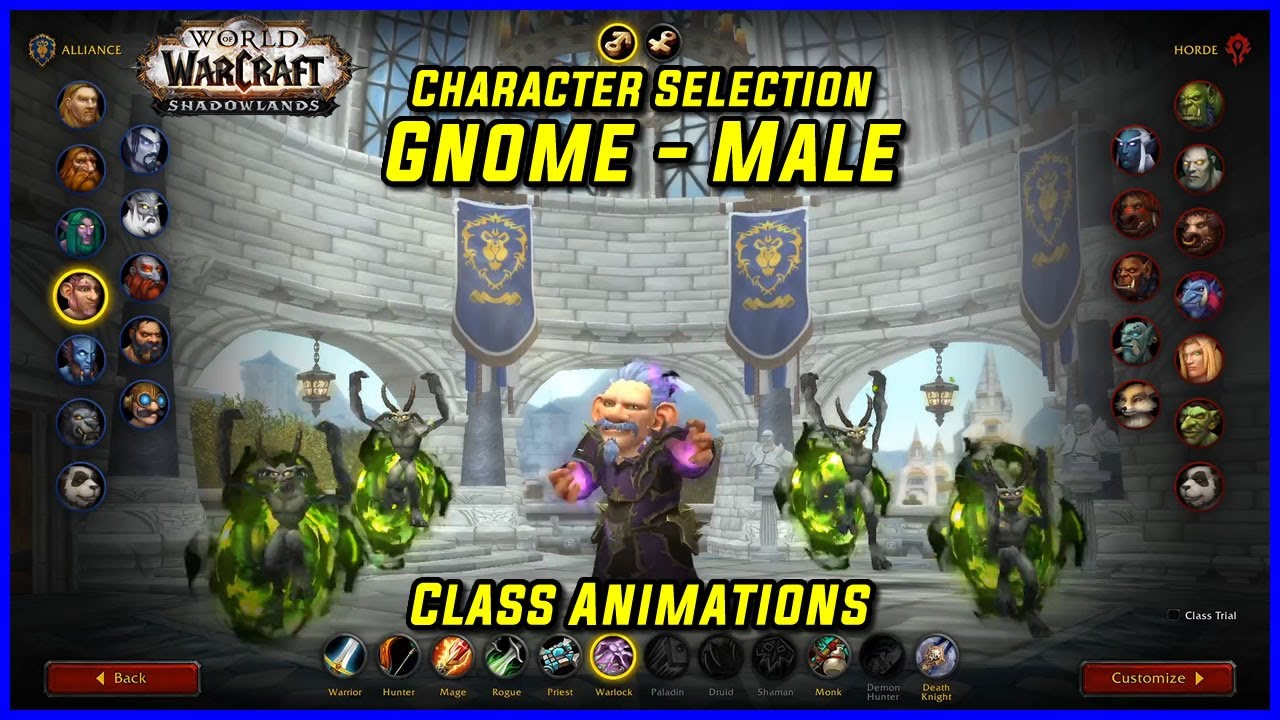 WoW Class Animations - Gnome Male - WoW Shadowlands Character Creation ...