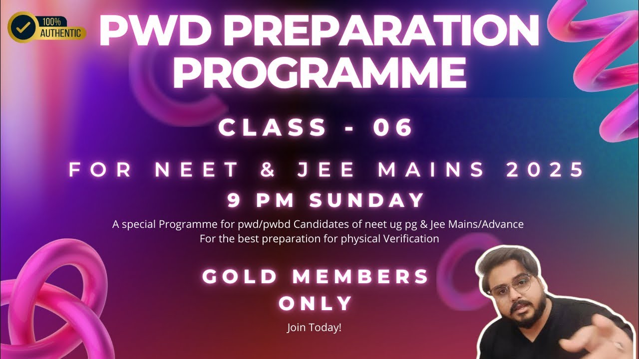 Pwd Candidates Neet 2025 Pwd Preparation Programme Class 6 For ...