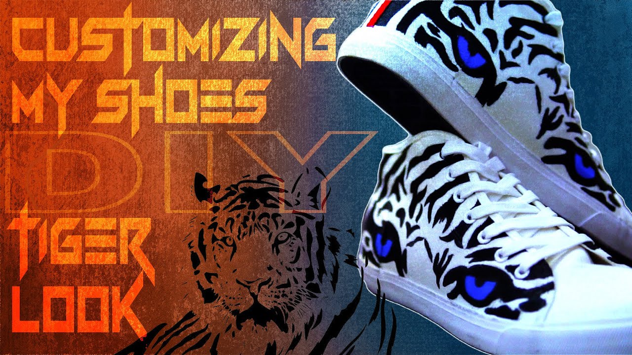 CUSTOMIZING MY OWN SHOES | TIGER LOOK | DIY | SHOES HACK | CANVAS - YouTube