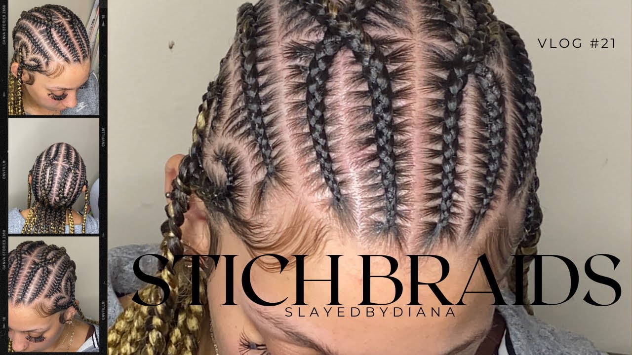 Design stitch braid tutorial on long thick hair - YouTube