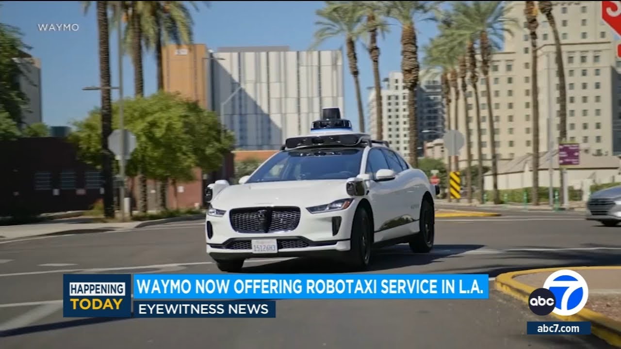 Waymo now offering robotaxi service in L.A. - YouTube