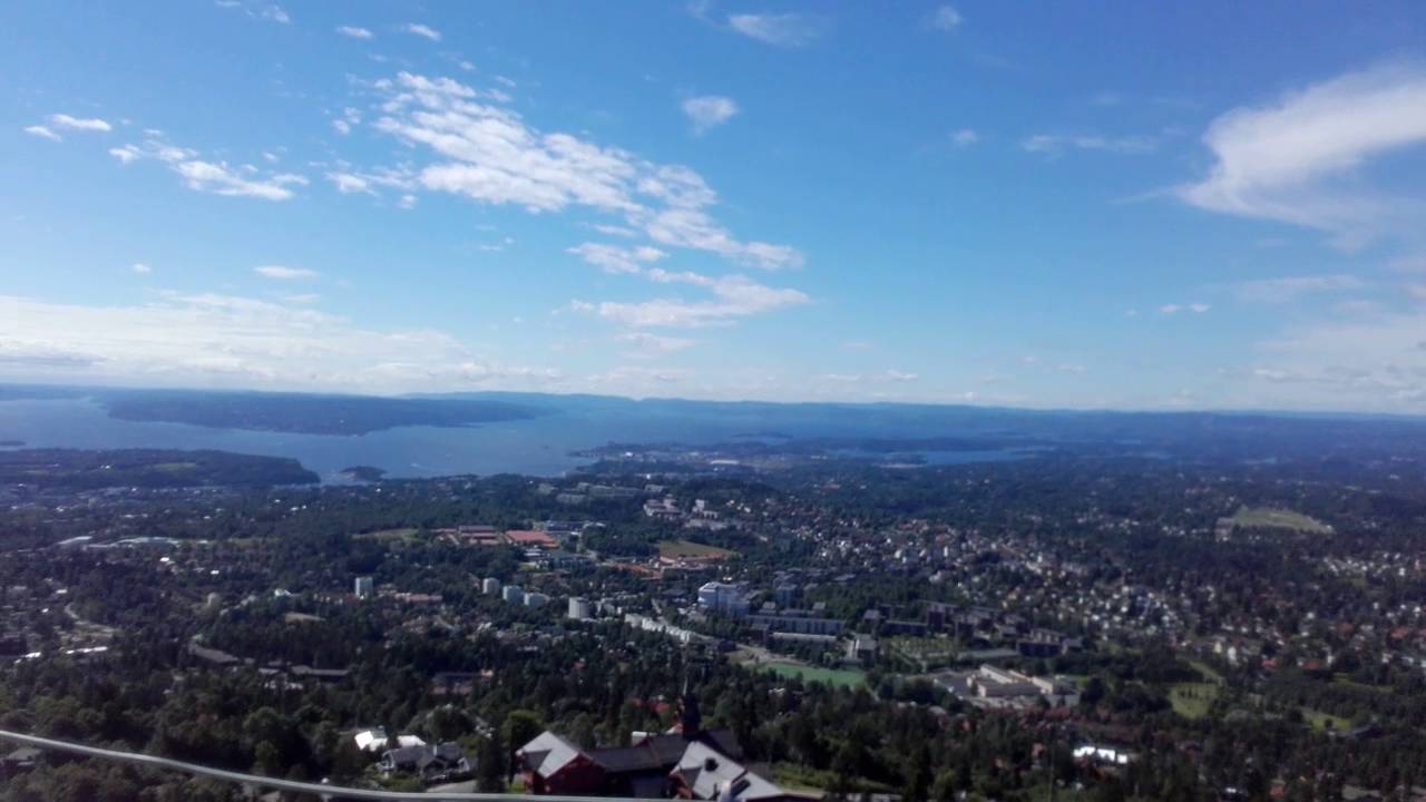 View of Oslo from the holmenkollen ski jump - YouTube