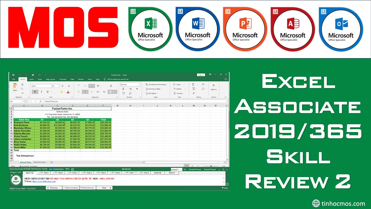Excel Associate 2019/365 Skill Review 2 - YouTube