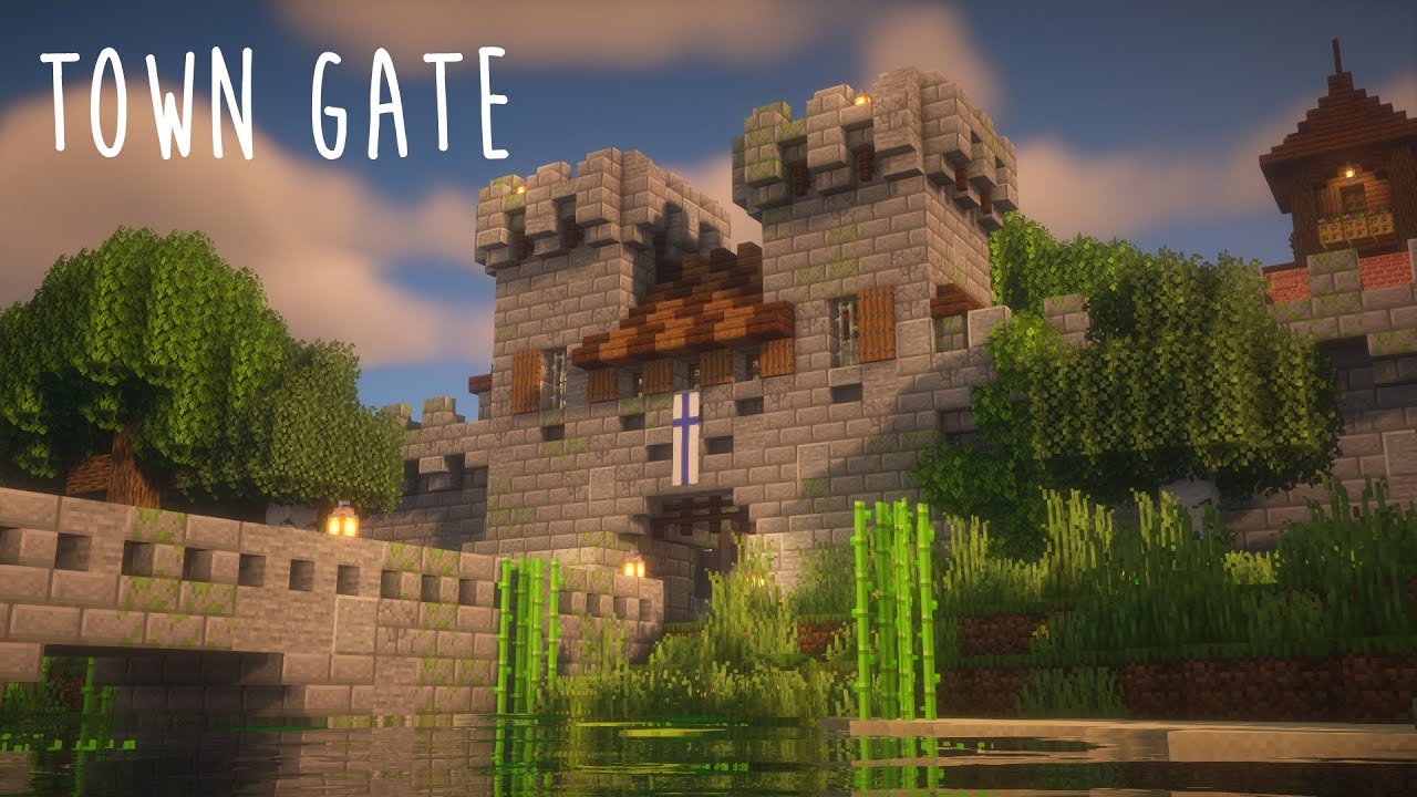 Minecraft | How to Build a Town Gate - Minecraft Town Part 35 - YouTube