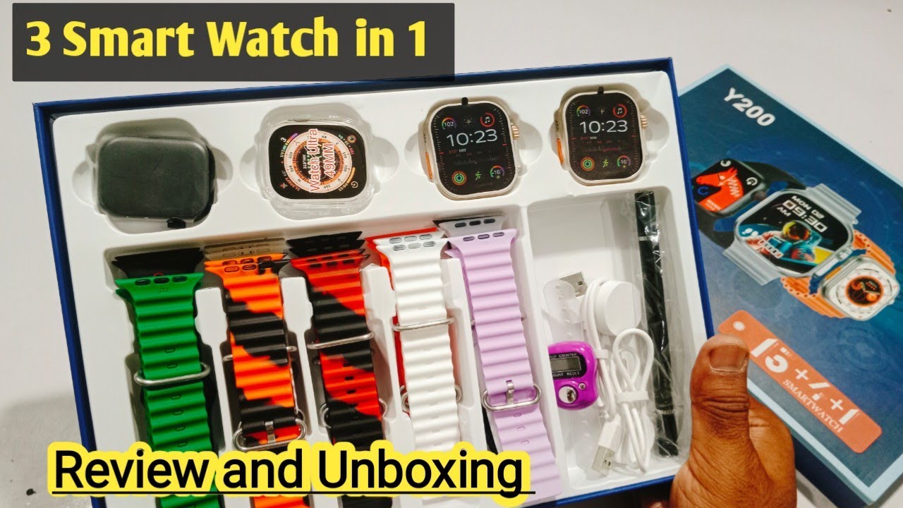 Y200 3 in 1 Combo Pack Smart Watch unboxing and Review | 15 in 1 Smart ...