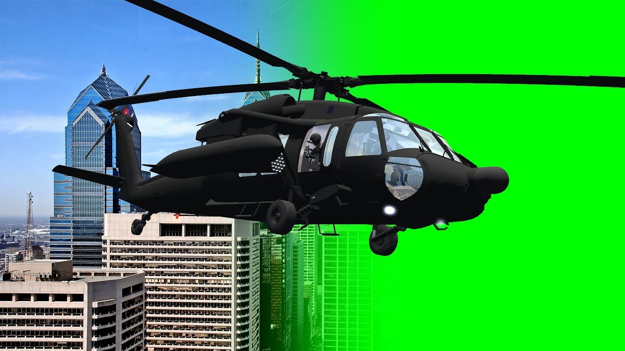 Black Hawk UH-60 Helicopter fly by on green screen - free green screen ...