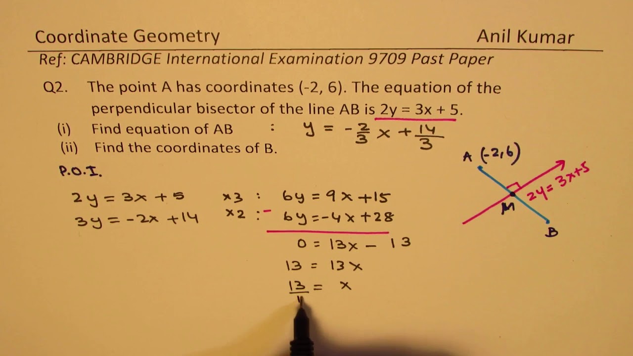 Coordinate Geometry Right Bisector and Coordinates CIE IB Advanced ...