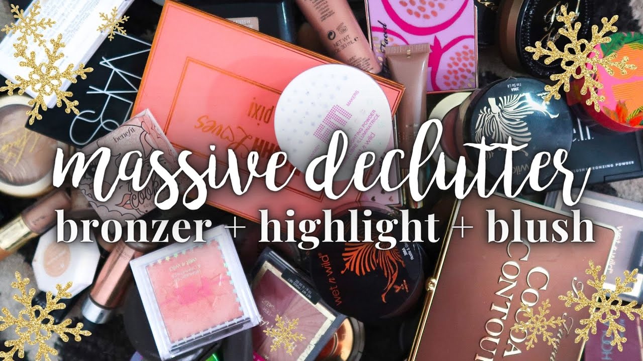 MASSIVE BLUSH BRONZER HIGHLIGHT DECLUTTER 2020 | THROWING AWAY A TON OF MAKEUP | queencarlene ...