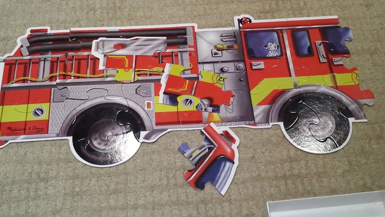 Its Puzzle time with kids Melissa and Doug Fire Engine Floor Puzzle ...