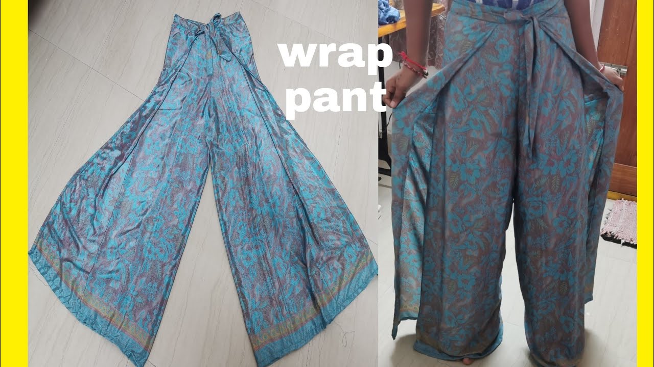 wrap pant cutting and stitching in 10 min/ how to make wrap Palazzo ...