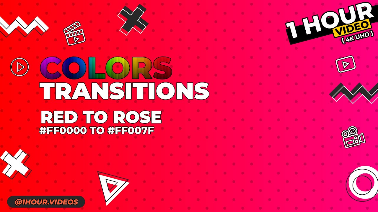 Red #FF0000 to Rose #FF007F - 1 Hour - 4k - Chromotherapy - Color ...