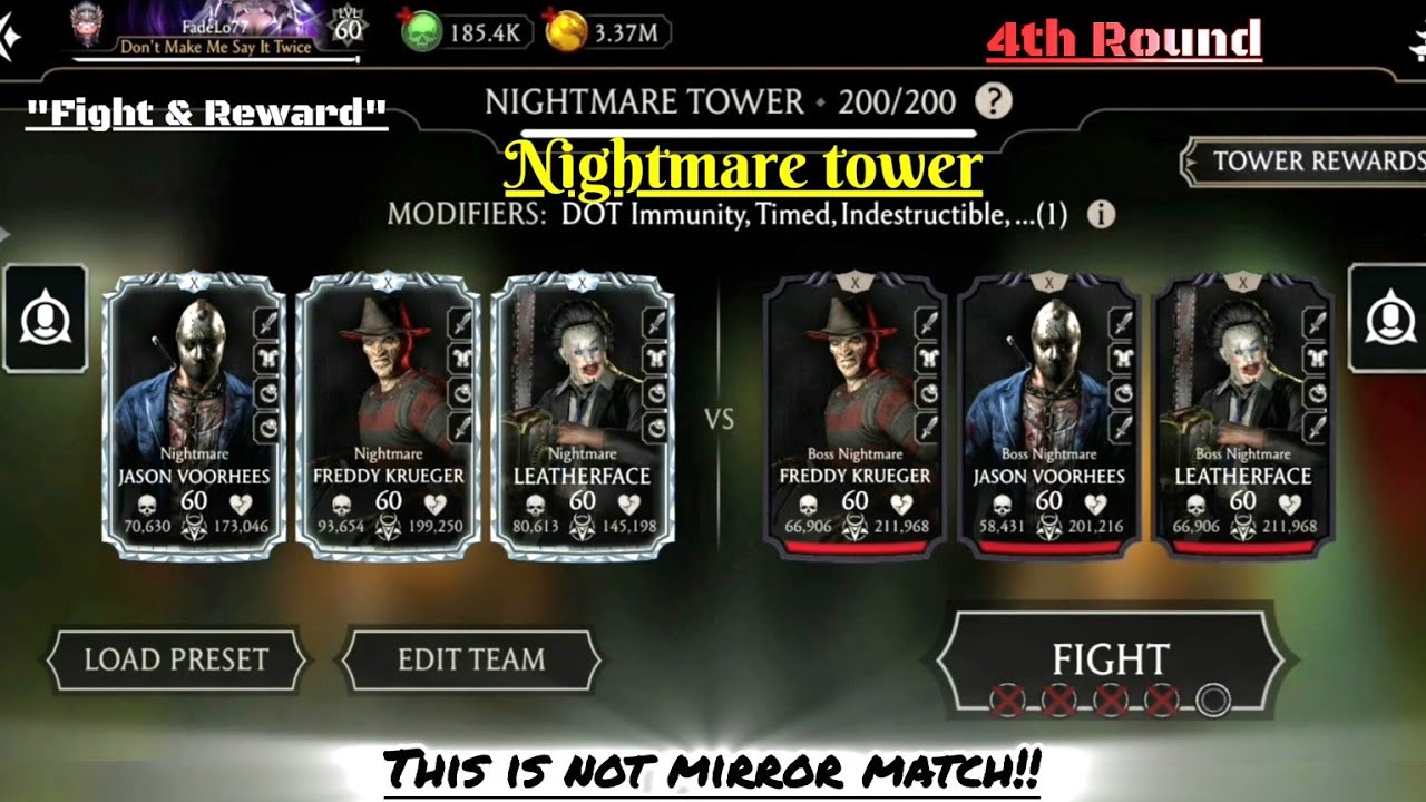 Mk Mobile. Nghtmare Tower (Semi-Fatal) Final Bosses 4th Round Fight ...