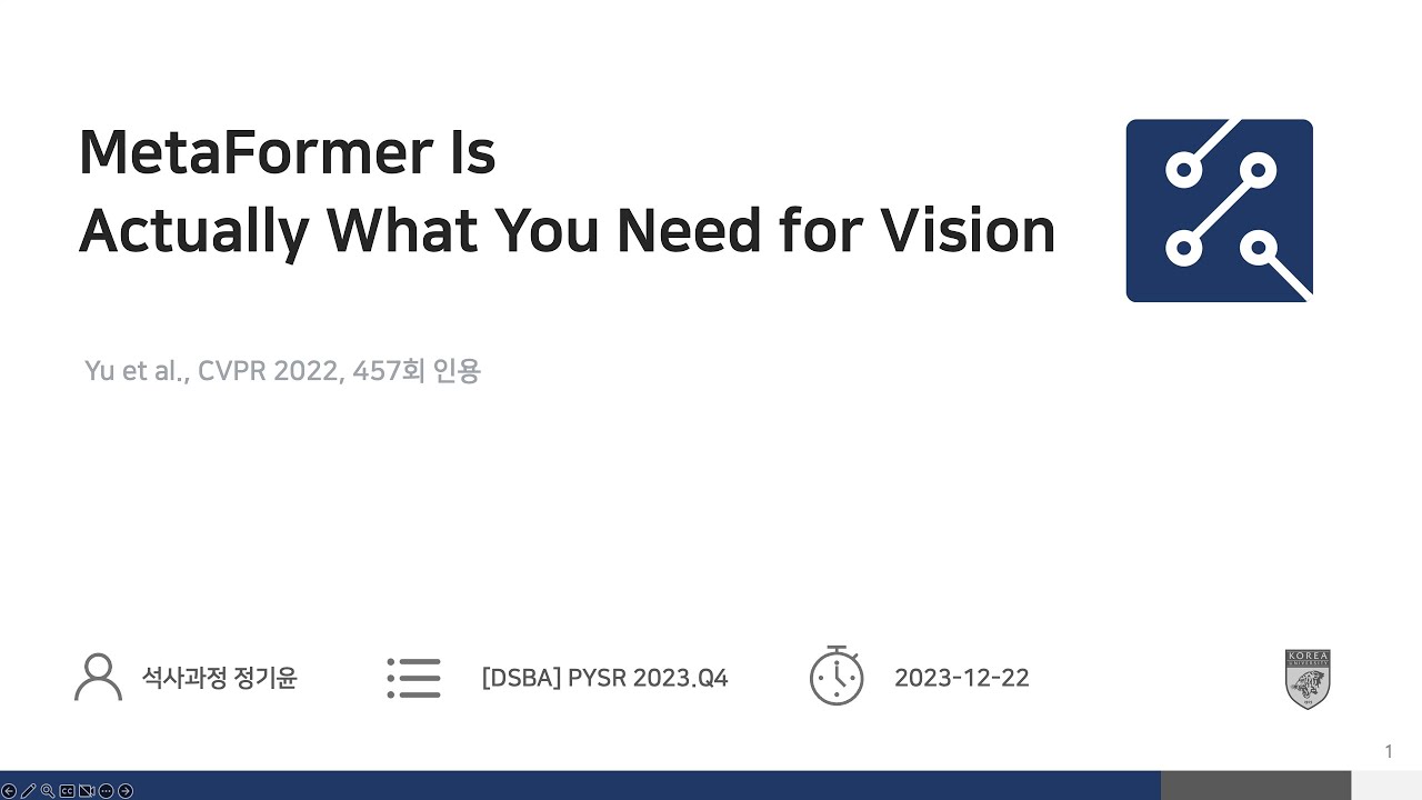 [Paper Review] MetaFormer is Acutally What You Need for Vision - YouTube