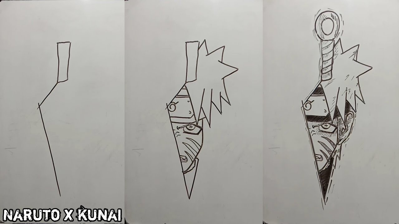 How to draw NARUTO x Kunai step by step for beginners...You can do'it ...