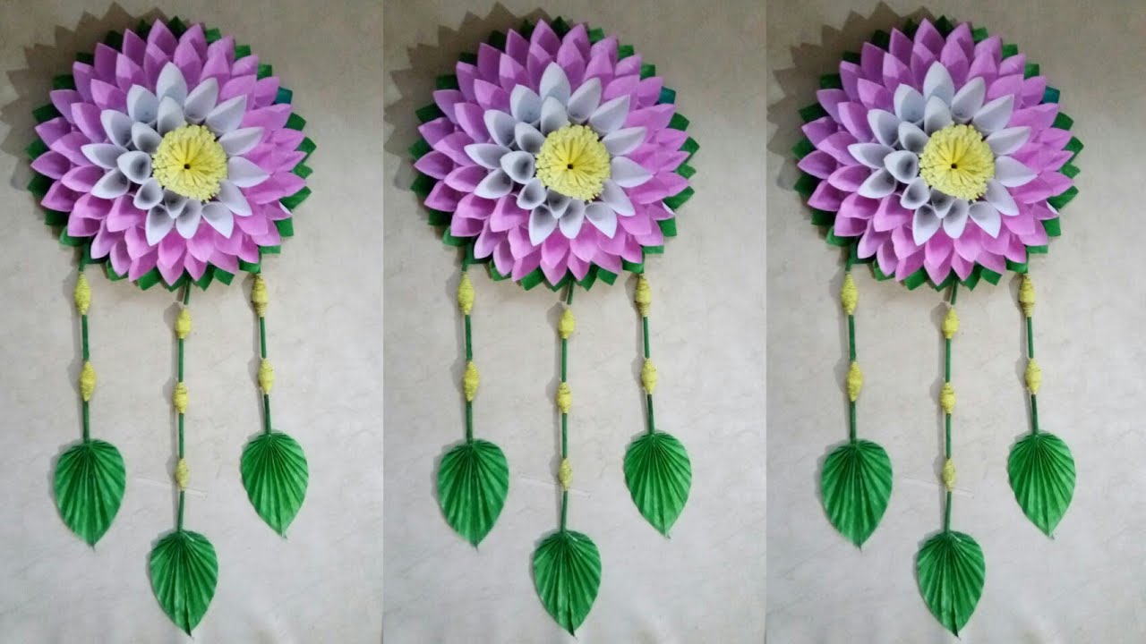 Lotus flower wall hanging | Easy Paper craft | Home decoration ideas ...