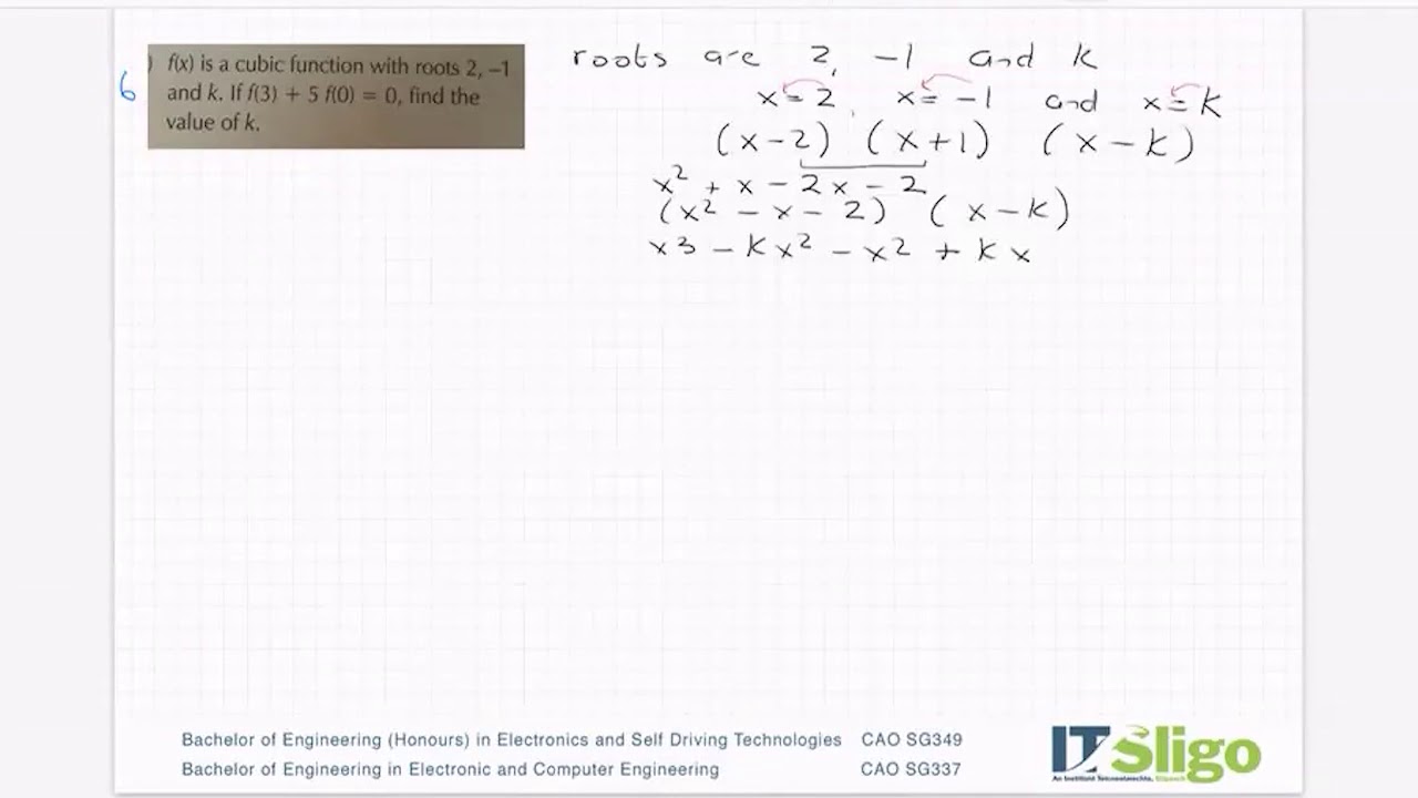 Equating Coefficients example 6 Leaving Cert Higher Level - YouTube