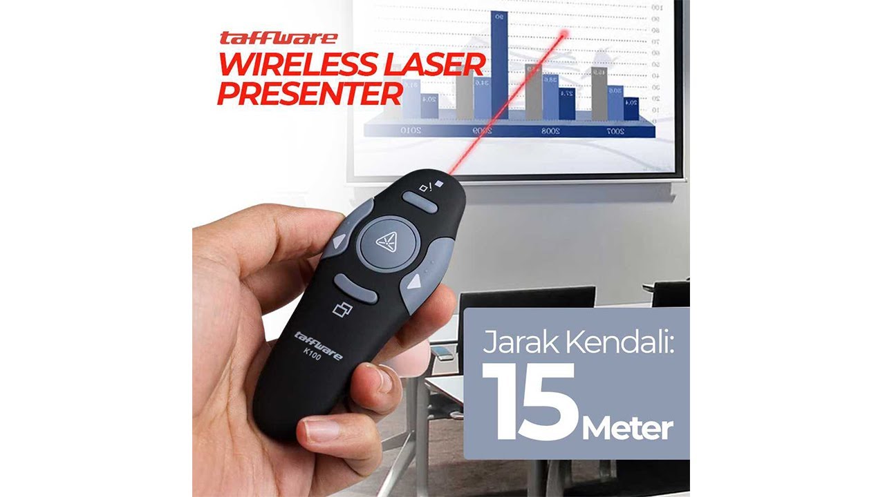 Taffware RF Wireless Laser Presenter Model - K100 - VZLP03BK - YouTube