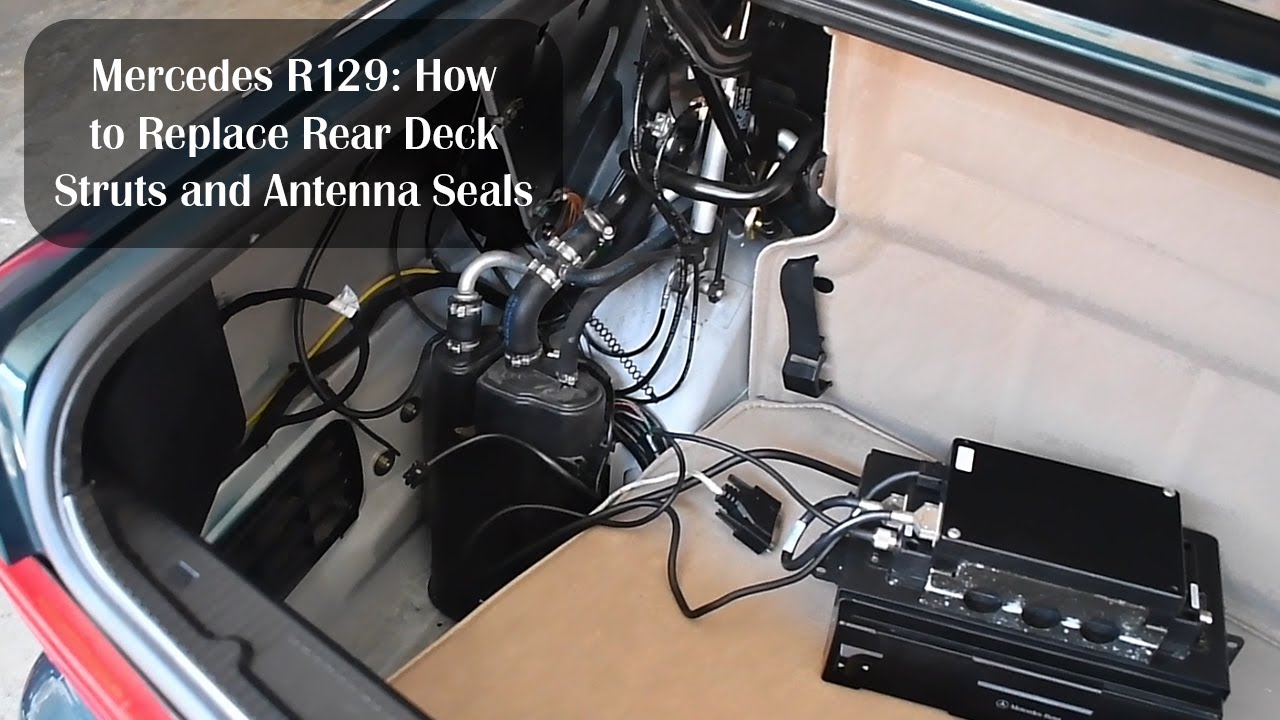 Mercedes-Benz R129: Rear Deck Strut and Antenna Seal Replacement - YouTube
