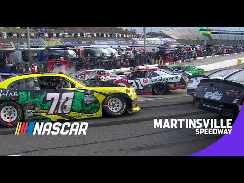 Large pileup blocks entire track at Martinsville | NASCAR - YouTube