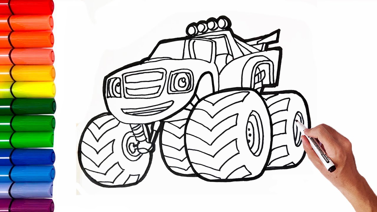 Drawing and coloring Blaze and the Monster Machines || Learn how to ...